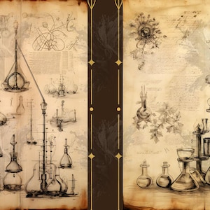 Vintage Scientific Sketches Digital Paper Set | Science, Chemistry ...