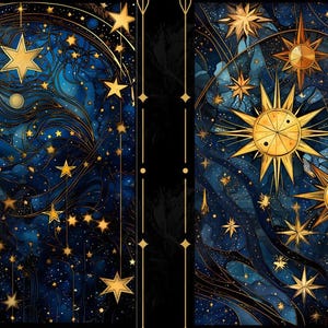Celestial Galaxy Digital Paper | Moon, Sun, Stars Digital Background - Etsy