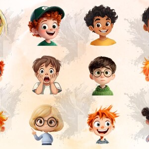 Watercolor Kids Emotions Clipart | Cute Child Faces PNG | Digital ...