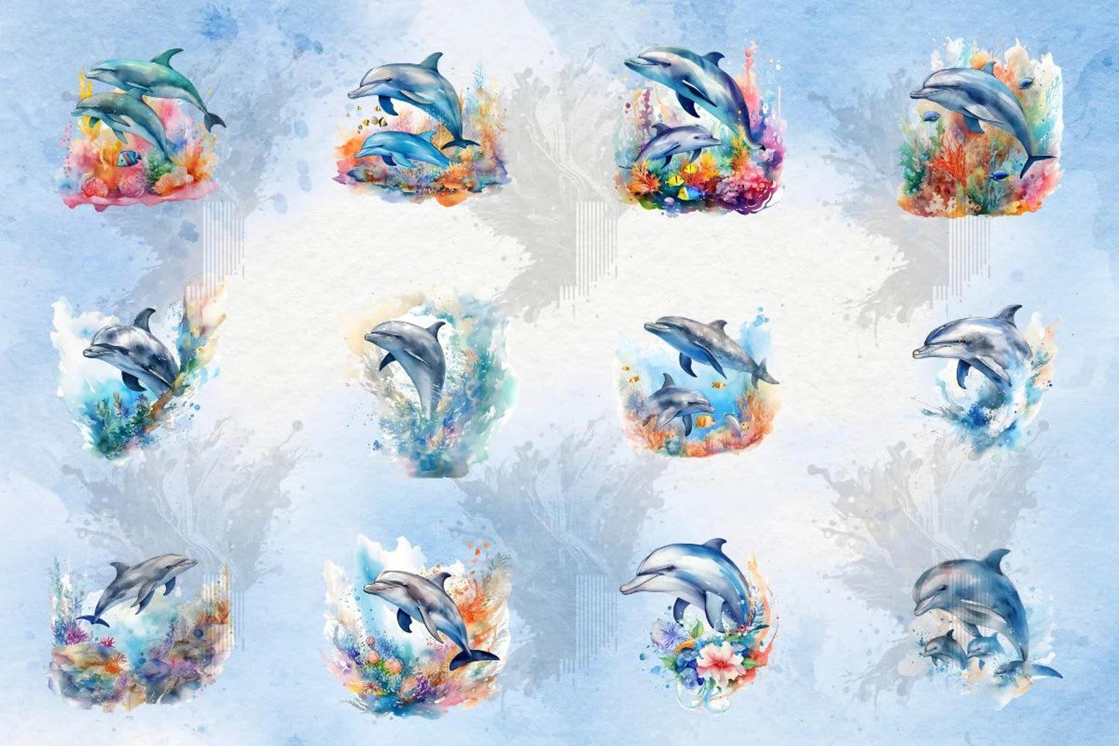 Colorful Dolphins PNG Clipart Collection | Sea Life, Nautical, Ocean ...