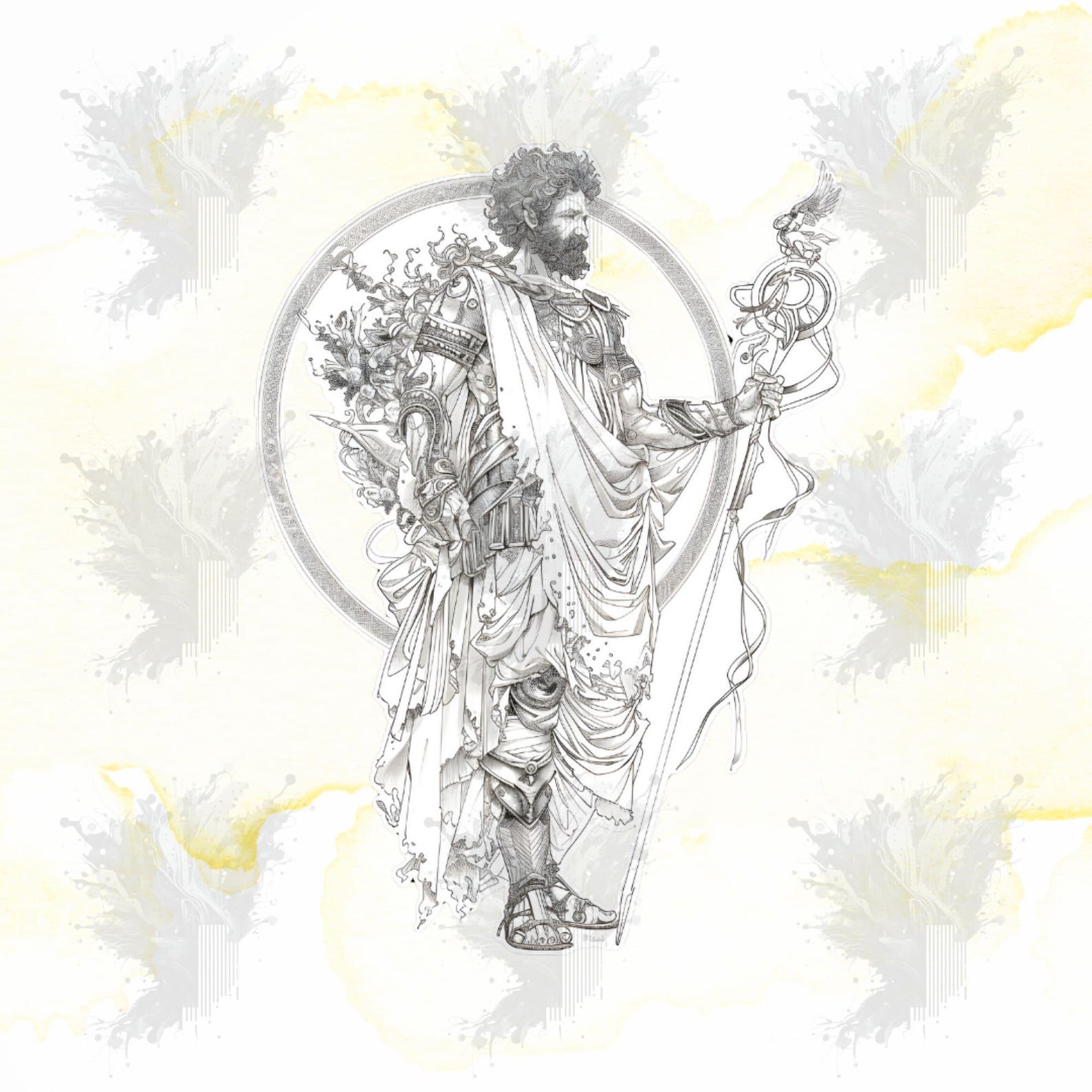 Divine Greek Black Line Clipart Collection | Zeus, Hades, Poseidon and ...