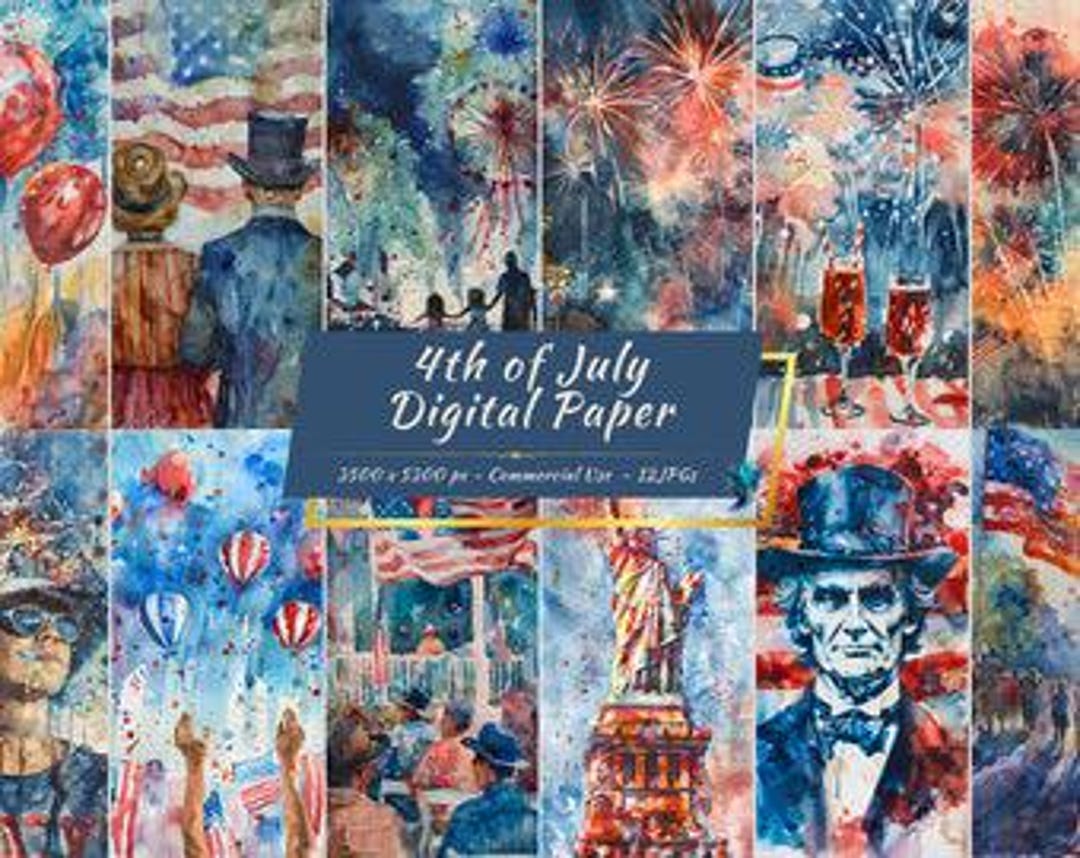 Patriotic Celebration Digital Paper Collection | 4th of July ...