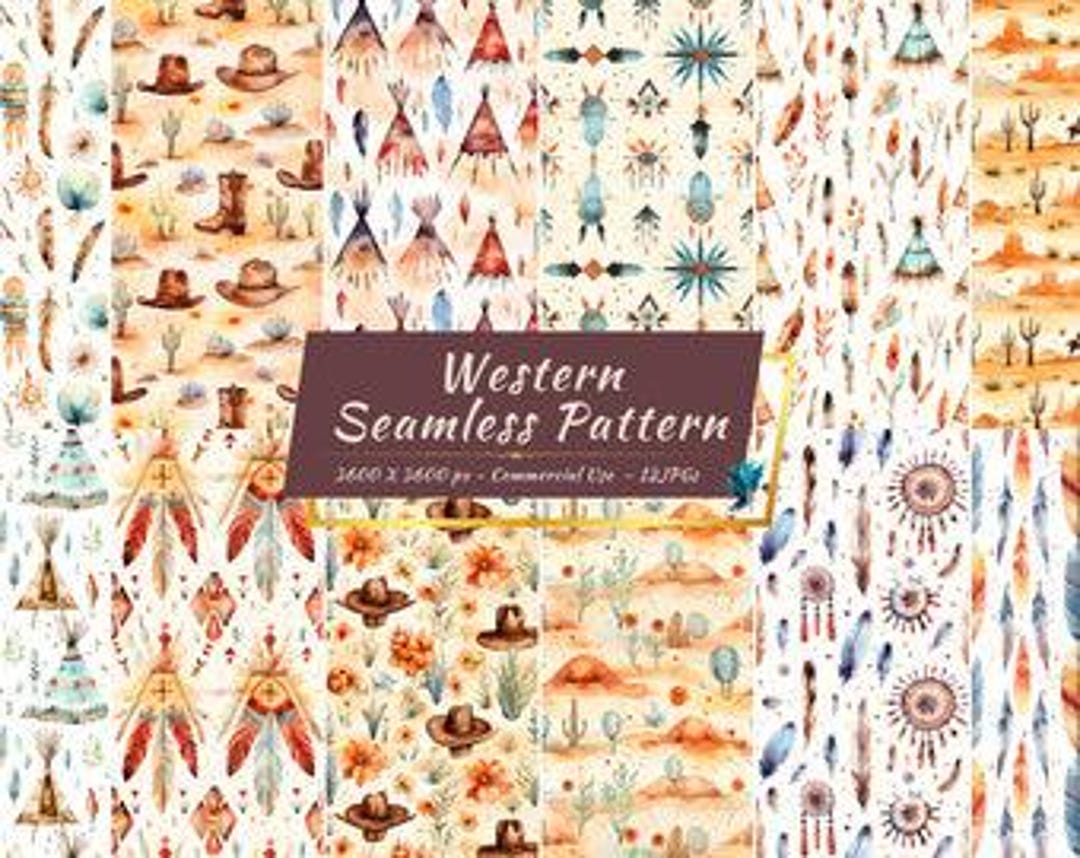 Western Textures Seamless Patterns | Cowboy Vibes and Native American ...