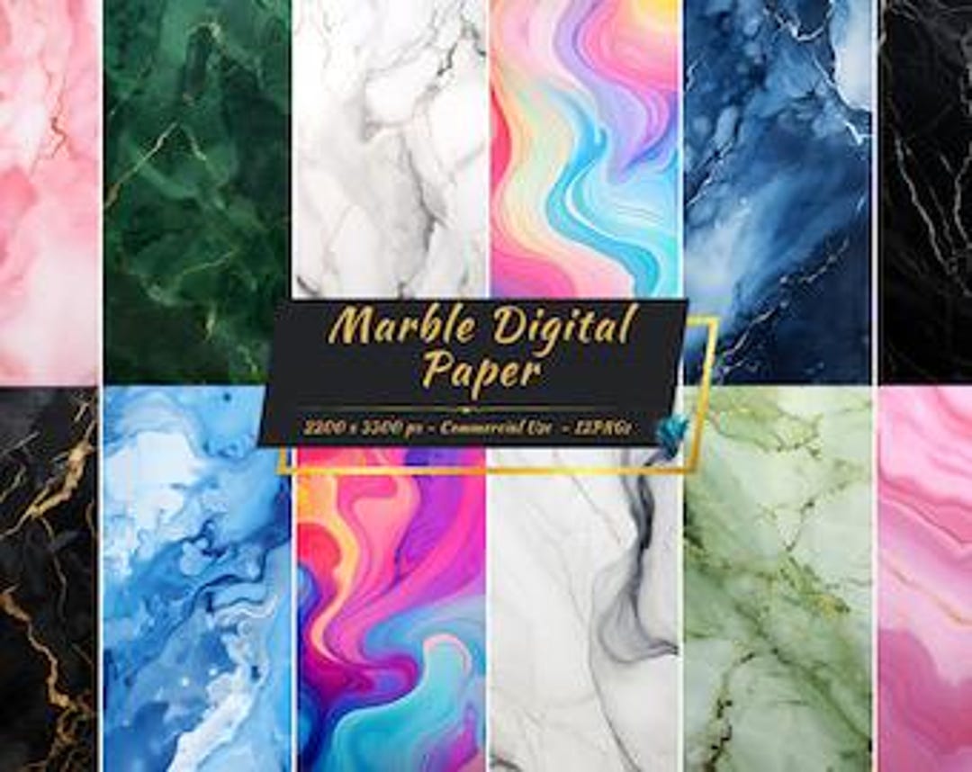 Marble Digital Paper Collection | Elegant White, Green, Blue, Black ...