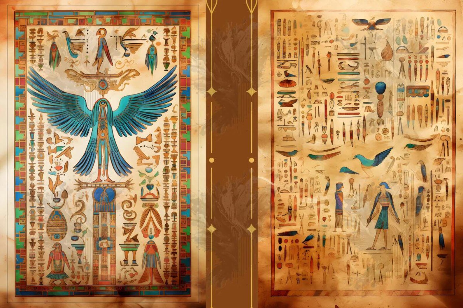 Egyptian Hieroglyphs Digital Paper Pack | Mystical Egypt and Ancient ...