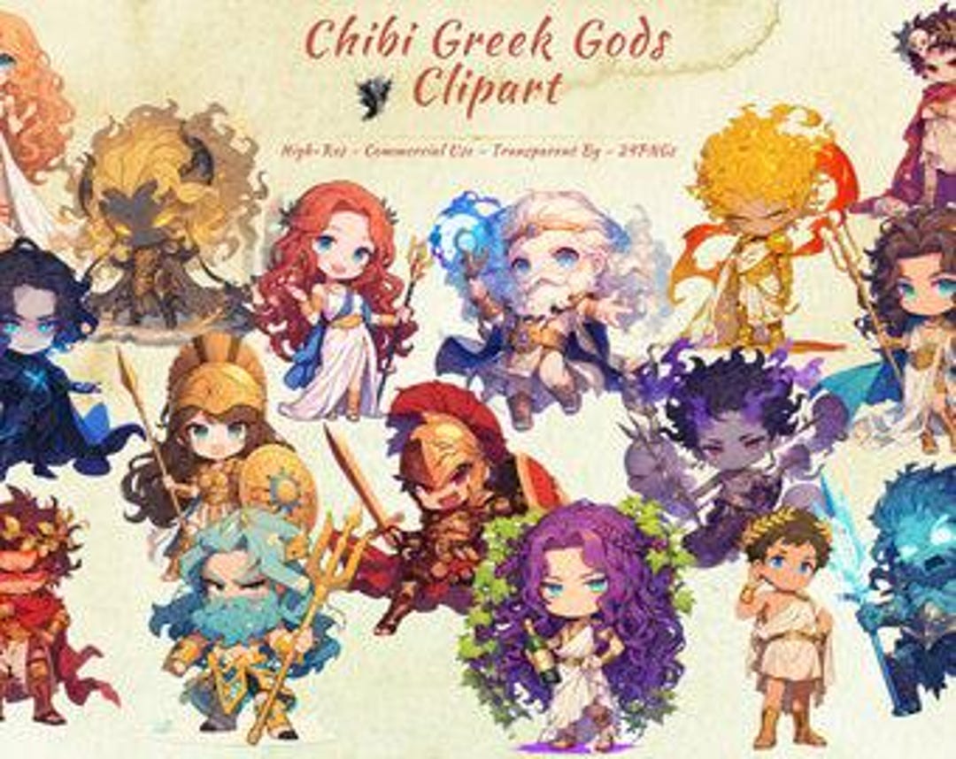 Kawaii Greek Gods and Goddesses PNG Clipart Collection | Zeus, Poseidon ...