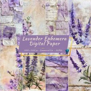 Lavender Ephemera Digital Paper Collection | Distressed Old Paper ...