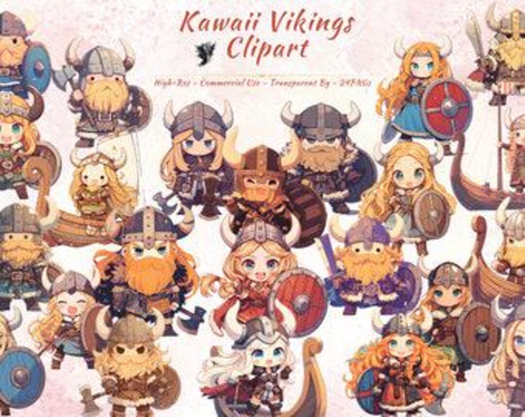 Kawaii Vikings PNG Clipart Collection | Chibi Viking Warriors, Shield ...