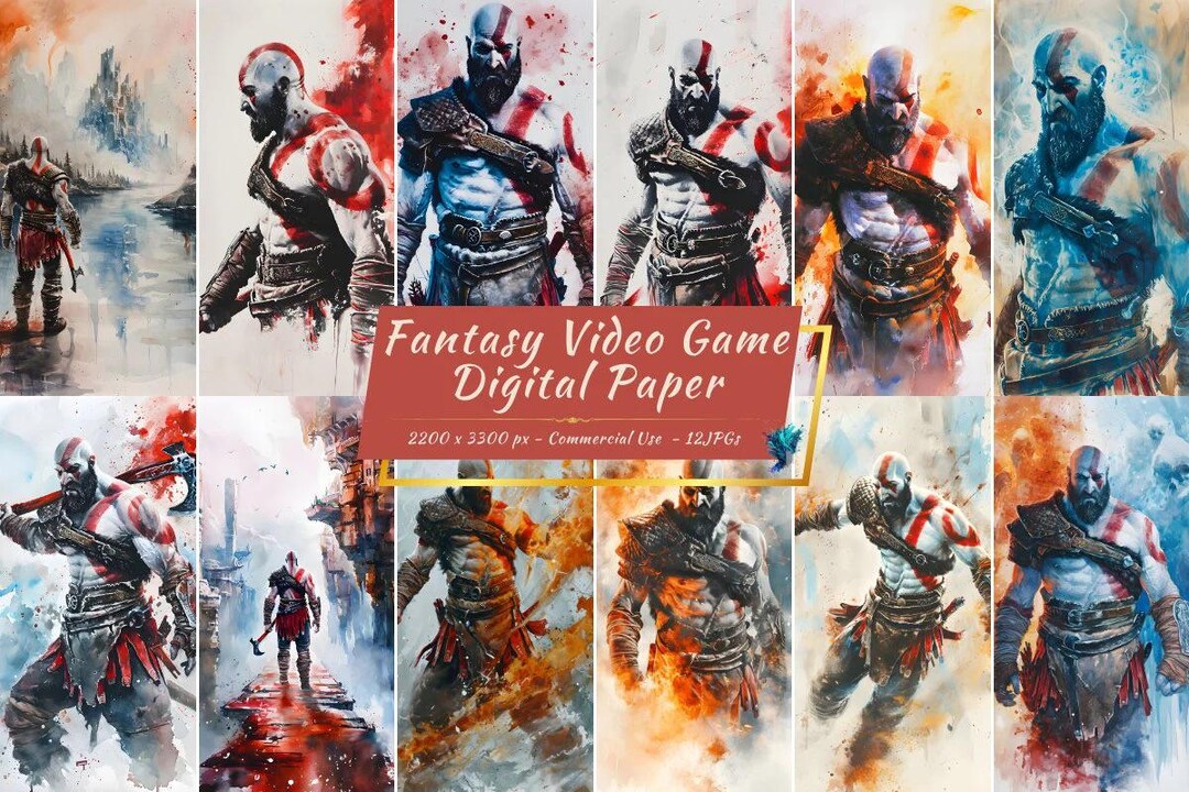 Epic Video Game Digital Paper Collection | Legendary Godly Character ...