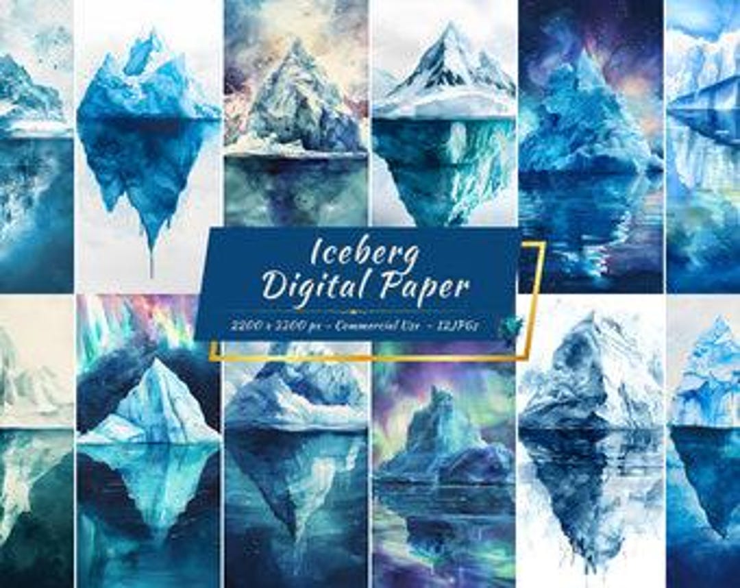 Celestial Iceberg Digital Paper Collection | Northern Winter Night ...