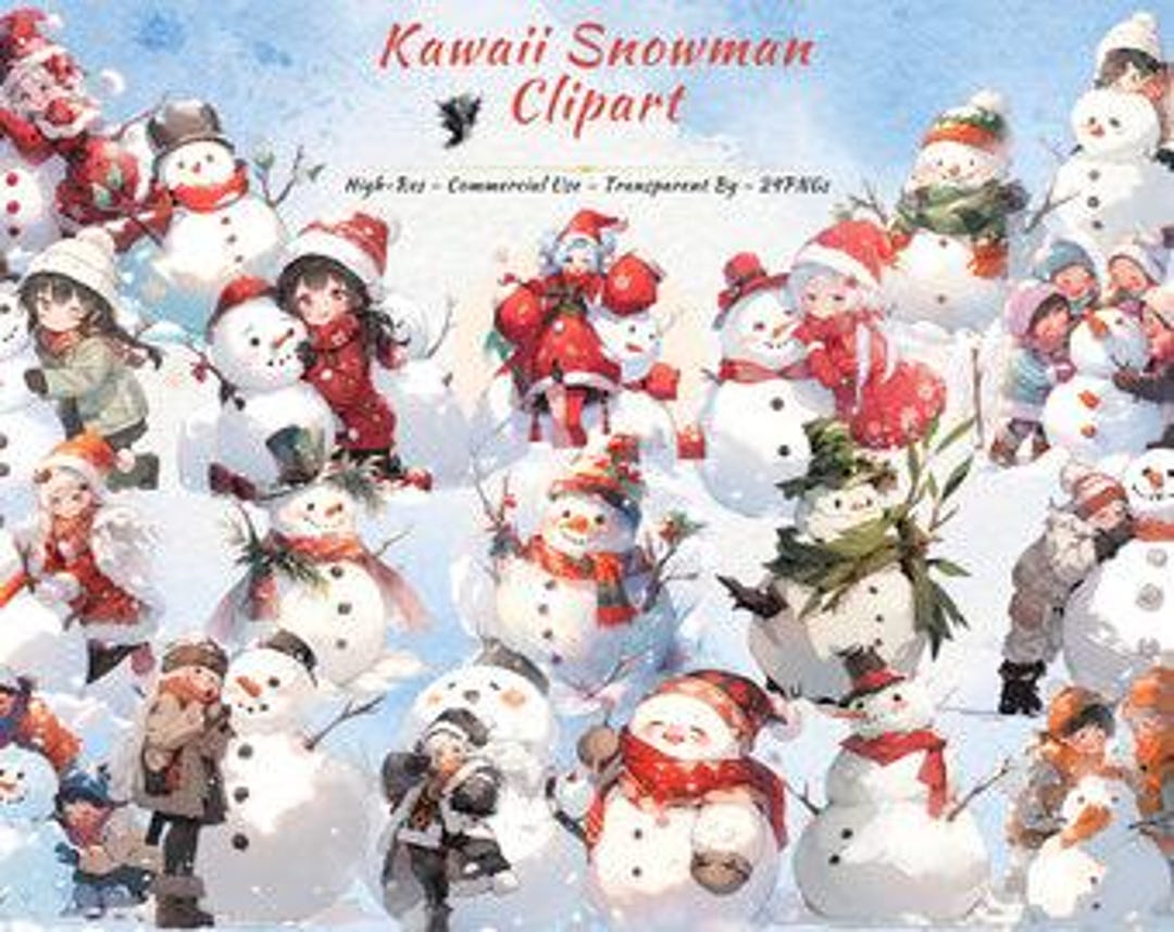 Kawaii Christmas Snowman PNG Clipart Collection | Cute Winter Clipart ...