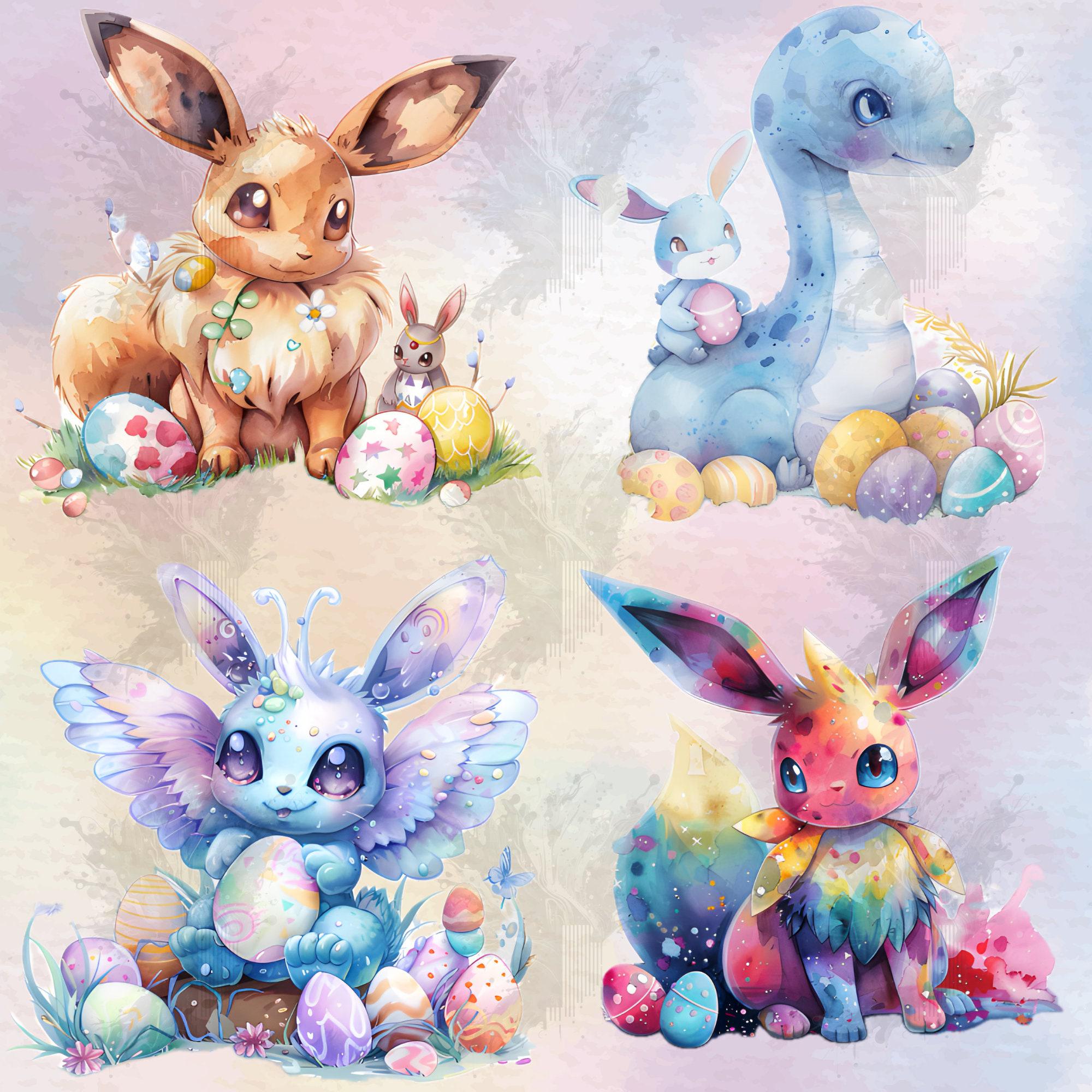 Cute Fantasy Creatures PNG Clipart | Chibi Monsters With Easter Eggs ...