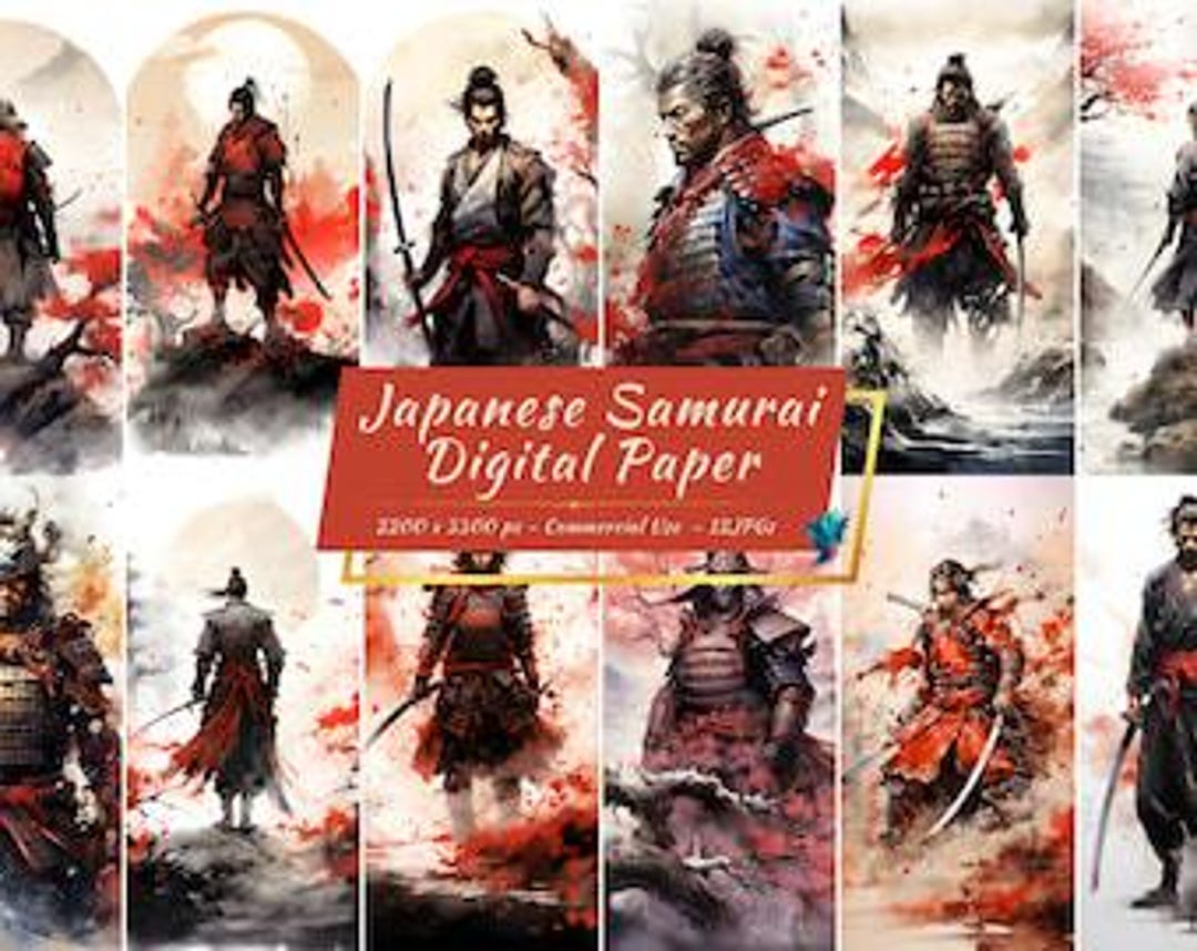 Japanese Samurai Digital Paper Collection | Proud Warriors of ...