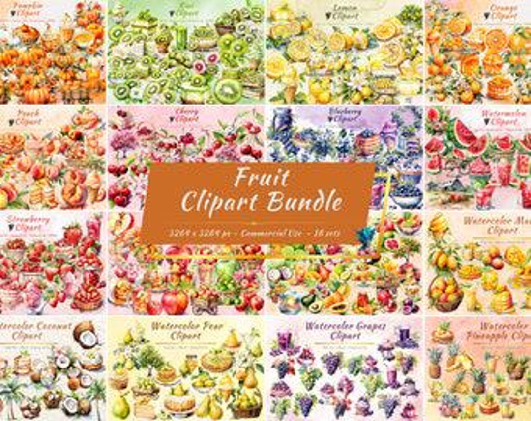 Ultimate Fruit PNG Clipart Bundle Pack | Apple, Peach, Strawberry ...