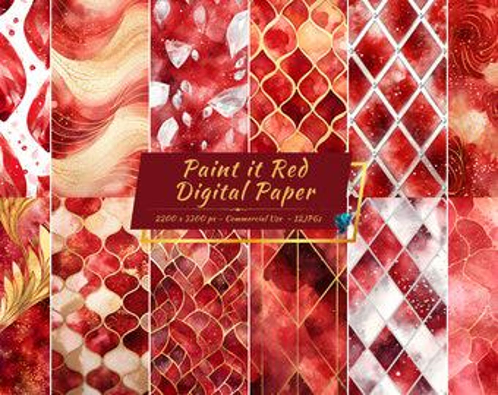 Radiant Red Glitter Digital Paper Pack | Glamorous Luxury Red ...