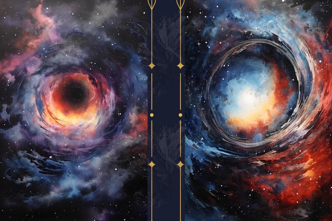 Celestial Black Hole, Wormhole Digital Paper Pack | Galaxy, Outer Space ...