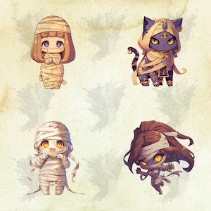Kawaii Egyptian Mummy Clipart Collection | Chibi Mummy Cats, Dogs and ...