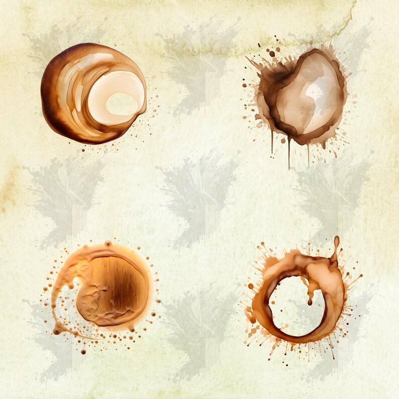 Coffee Stain Clipart Collection | Coffee and Espresso Ring Overlays - Etsy