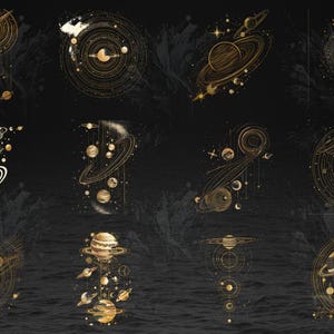 Gold Celestial Overlays | Transparent Solar System PNG Collection - Etsy
