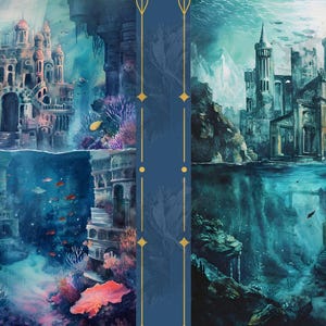 Mystical Atlantis Digital Paper Collection Under the Sea Fantasy - Etsy