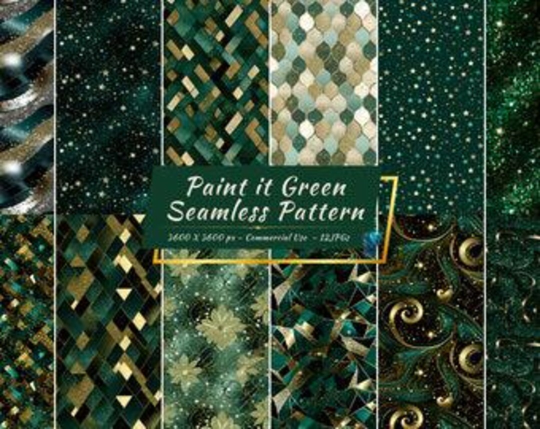 Green Glitter Digital Paper Pack | Abstract Art Seamless Backgrounds - Etsy