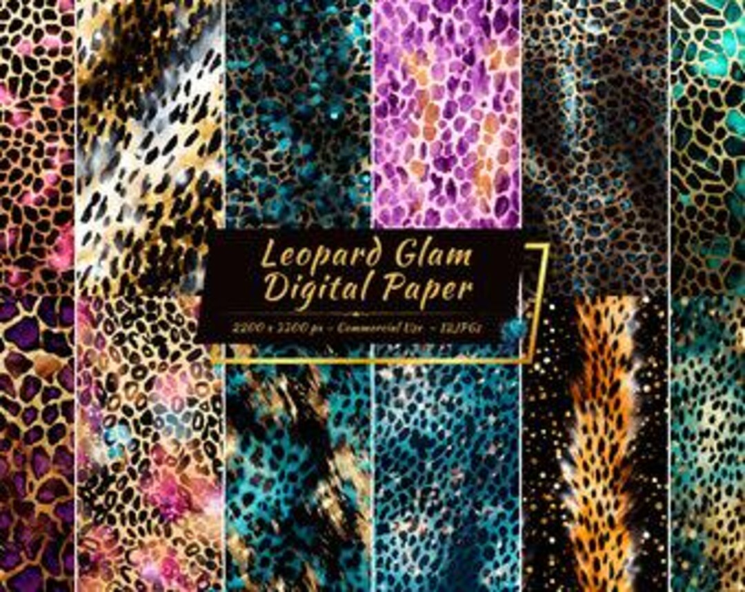 Leopard and Glitter Fusion Digital Paper Pack | Luxury Leopard ...