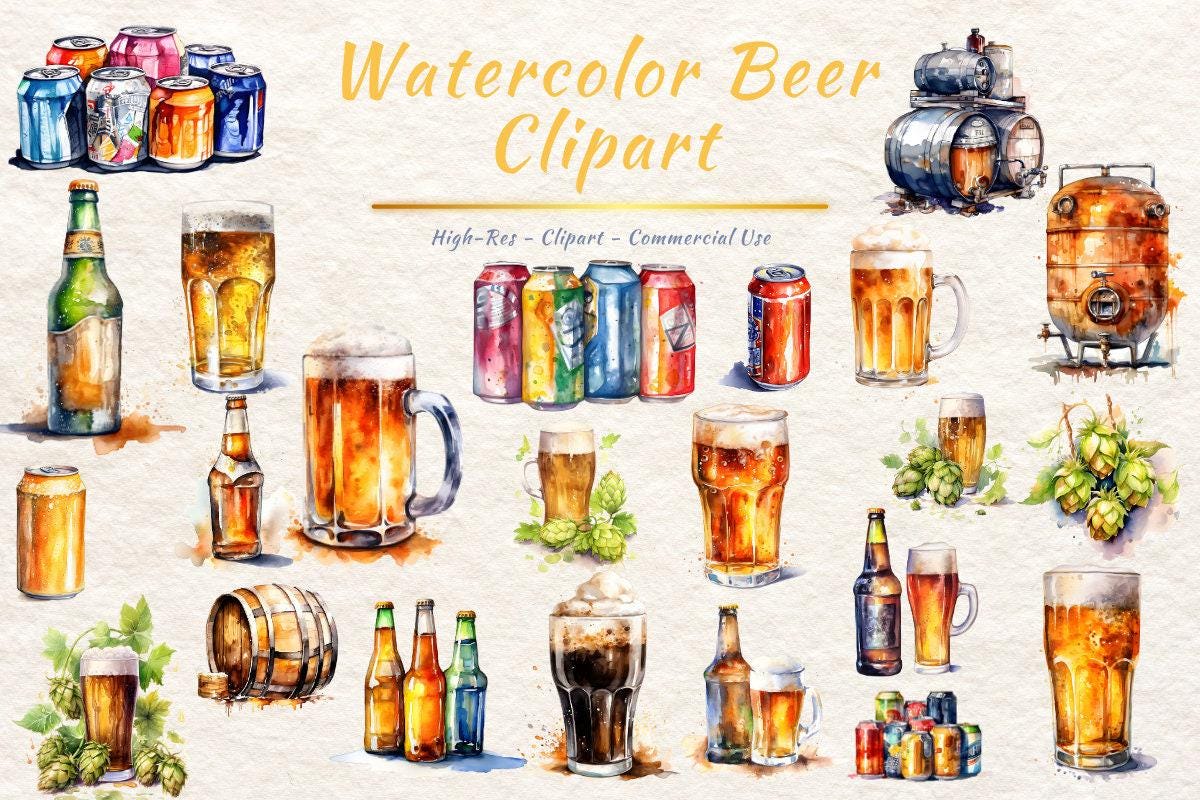 Beer PNG Clipart Collection | Drink, Summer, Brewing Clipart Bundle - Etsy
