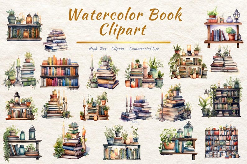 Watercolor Books PNG Clipart Collection | Vintage Books, Library and ...