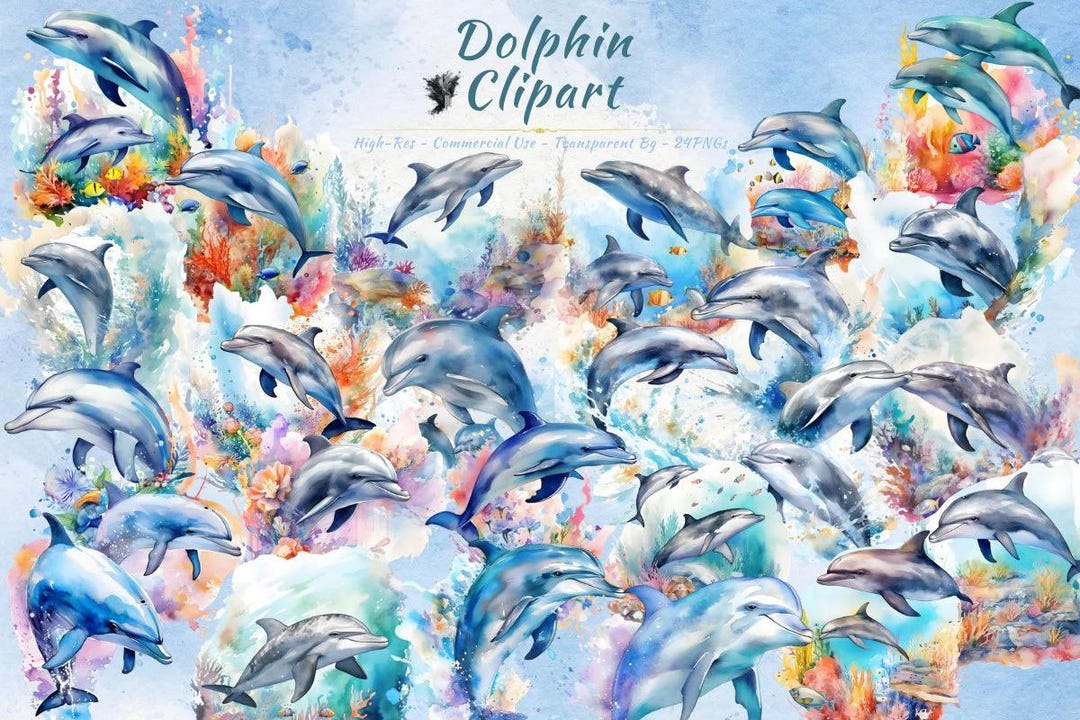 Colorful Dolphins PNG Clipart Collection | Sea Life, Nautical, Ocean ...