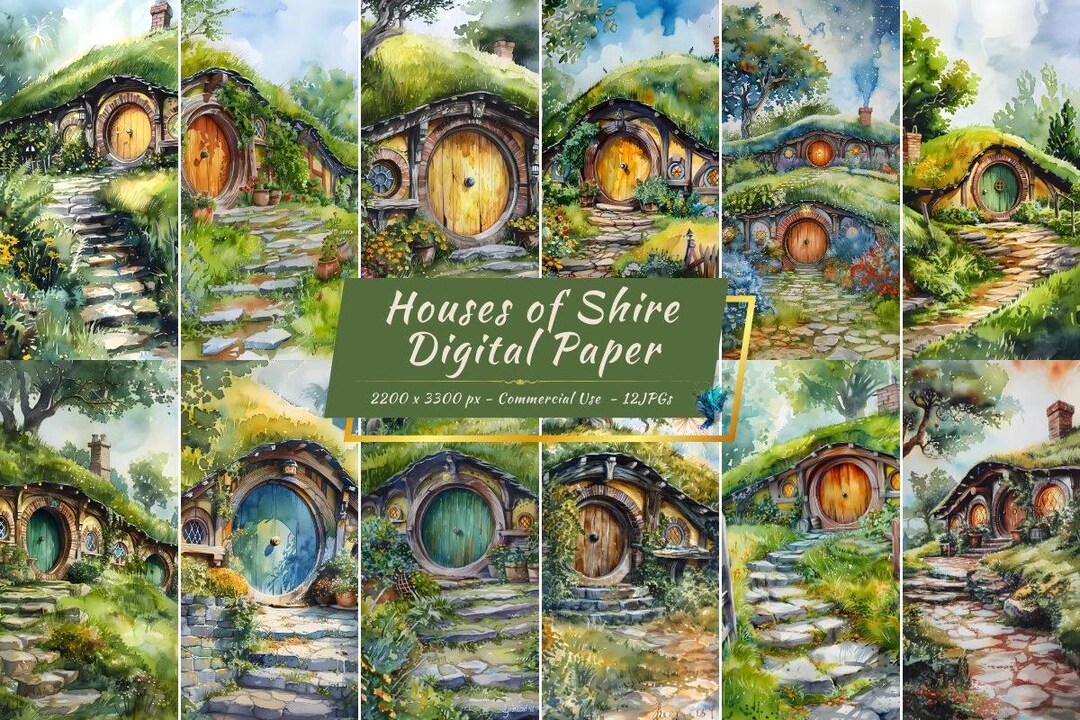 Middle Earth Shire Digital Paper Collection | Tiny Houses for Shire ...