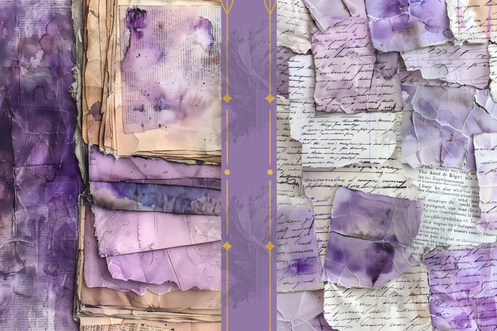 Lavender Ephemera Digital Paper Collection | Distressed Old Paper ...