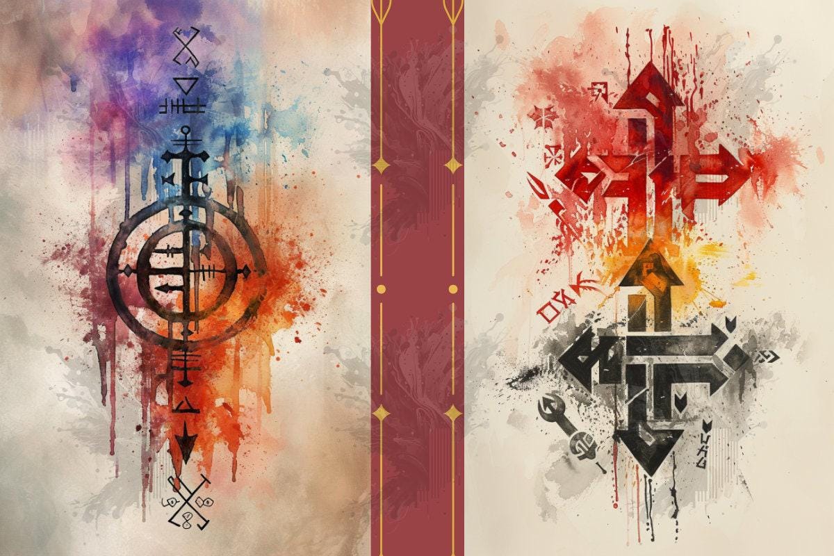 Nordic Tattoo Design Digital Paper Collection | Digital Norse Symbols ...