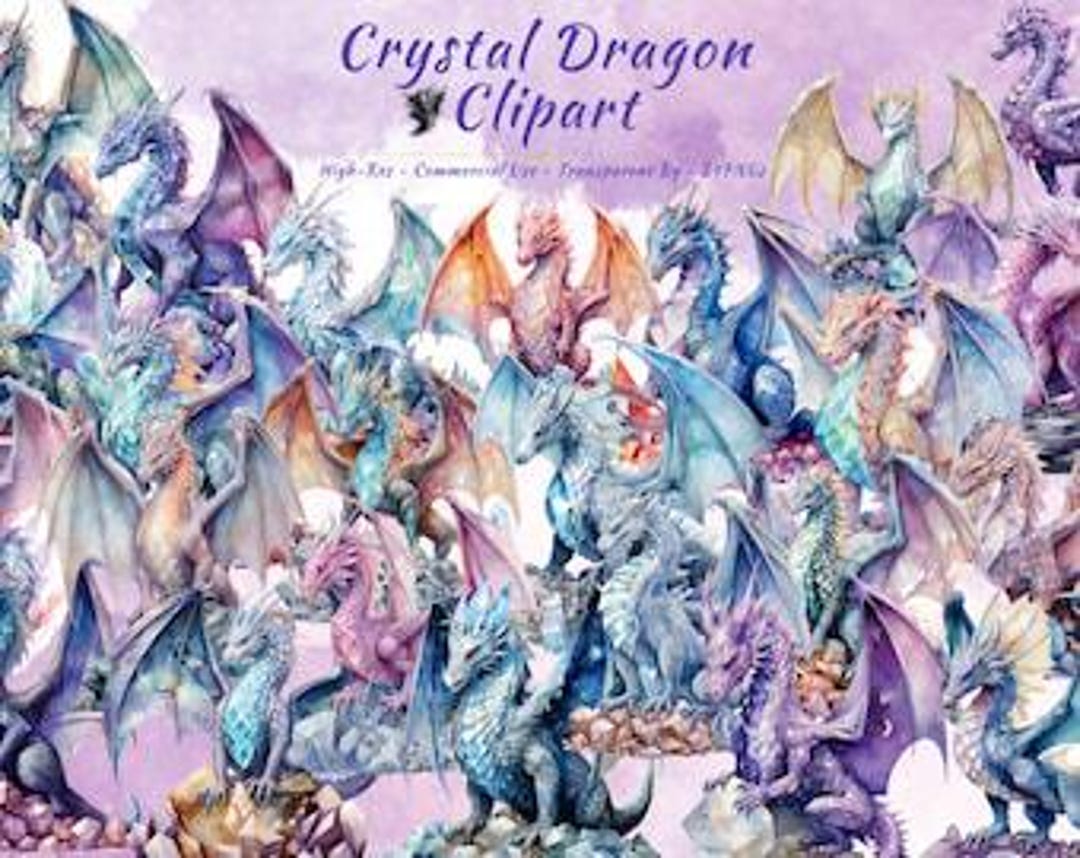 Crystal Dragon PNG Clipart Collection: Mystical Purple Fantasy Bundle ...