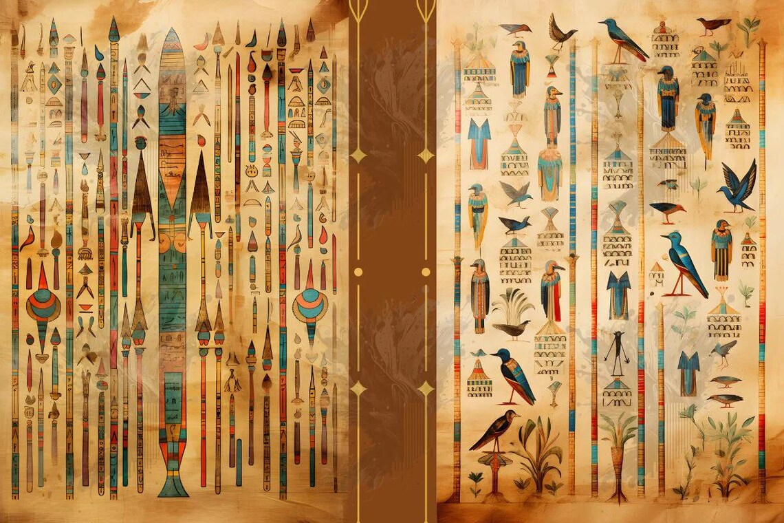 Egyptian Hieroglyphs Digital Paper Pack | Mystical Egypt and Ancient ...