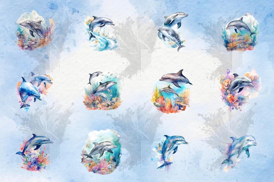Colorful Dolphins PNG Clipart Collection | Sea Life, Nautical, Ocean ...