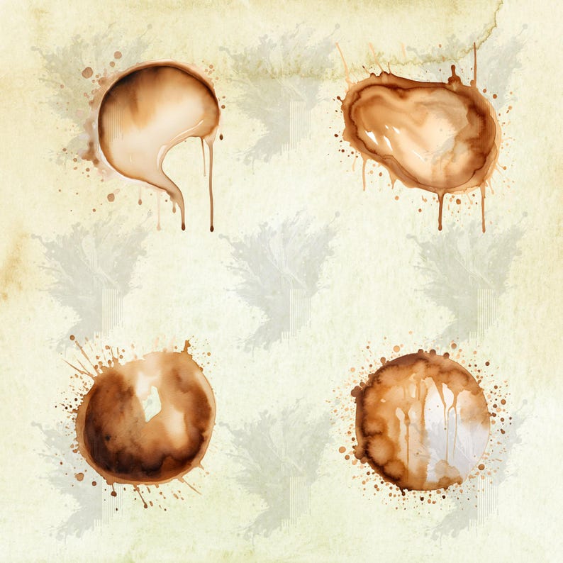 Coffee Stain Clipart Collection | Coffee and Espresso Ring Overlays - Etsy