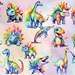 Rainbow Dinosaur Clipart Bundle: Dino Birthday PNG Collection (digital ...