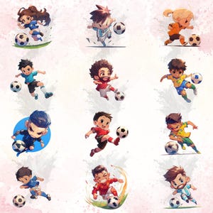 Kawaii Soccer Players Clipart Collection | Legendary Chibi Football ...