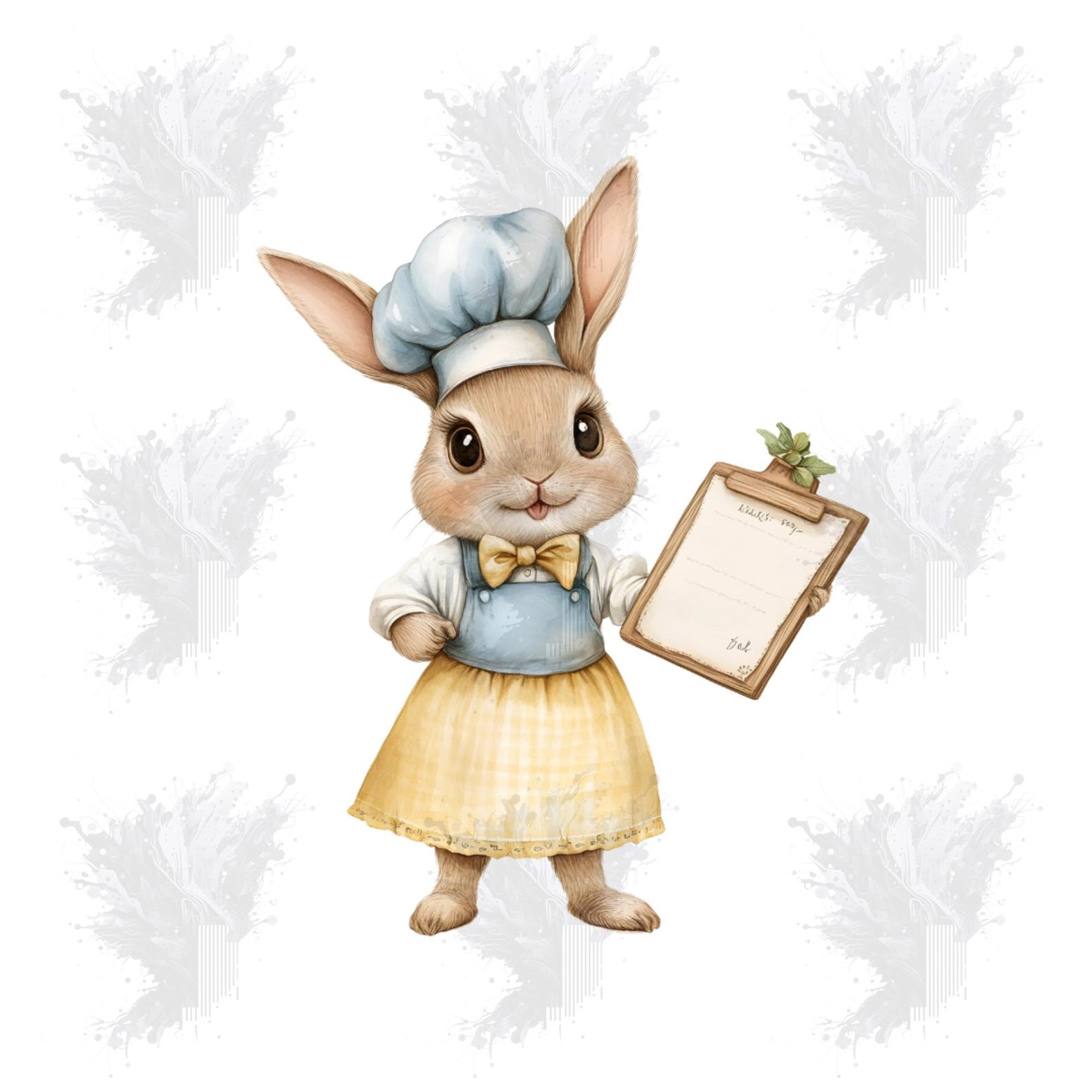 Watercolor Bunny Chef Clipart | 24 PNG Digital Downloads | Cute Baking ...