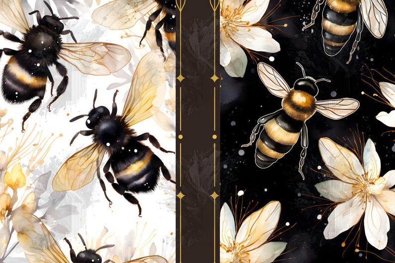 Bee and Honeycomb Digital Paper Pack | Glamorous Black and Gold ...