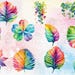 Rainbow Tropical Leaves Clipart: PNG Botanical Bundle (digital Download ...