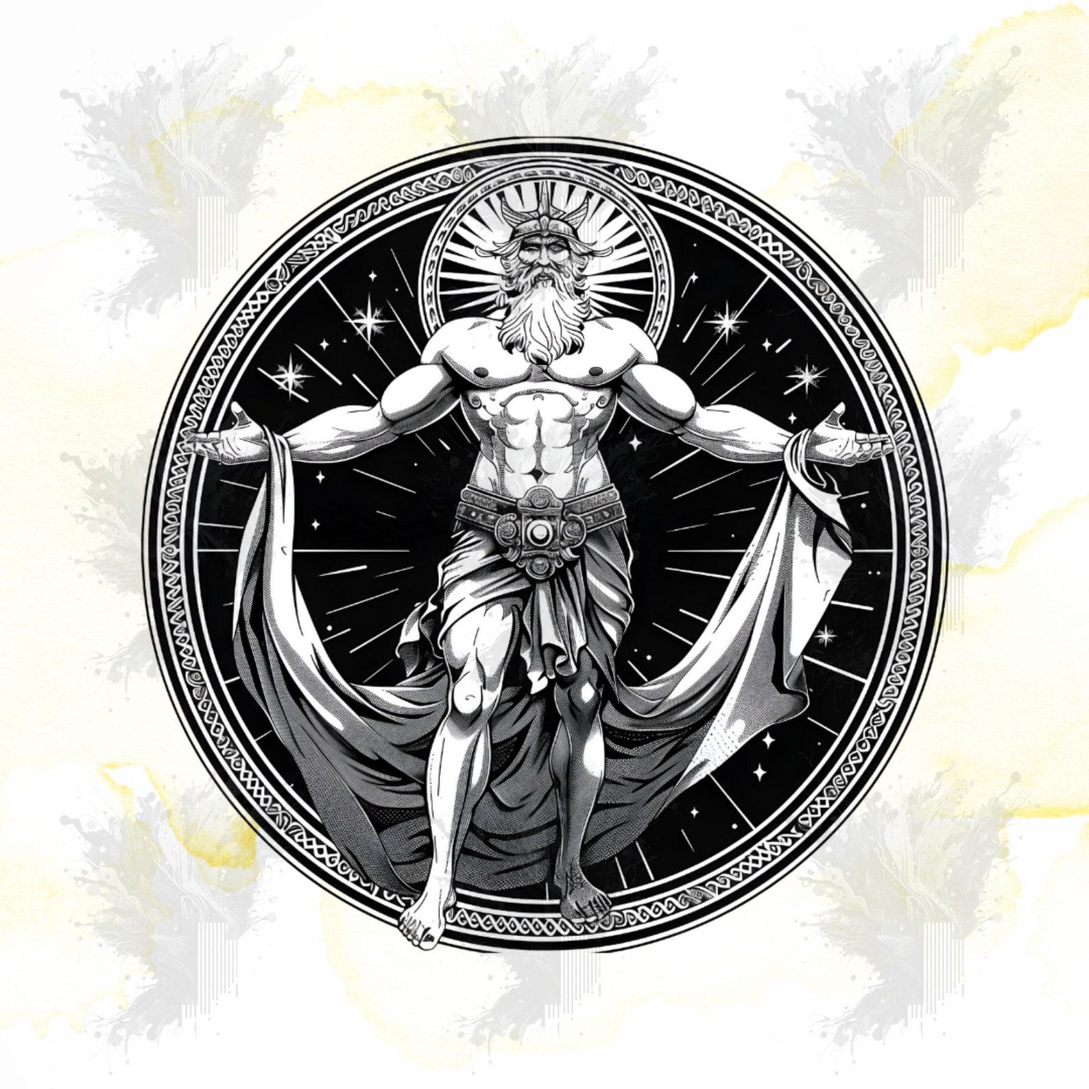 Greek Mythology Clipart Bundle, Zeus Hades Poseidon Gods Black Line Art ...