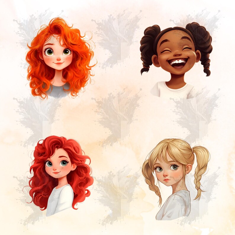 Watercolor Kids Emotions Clipart | Cute Child Faces PNG | Digital ...