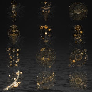 Gold Celestial Overlays | Transparent Solar System PNG Collection - Etsy