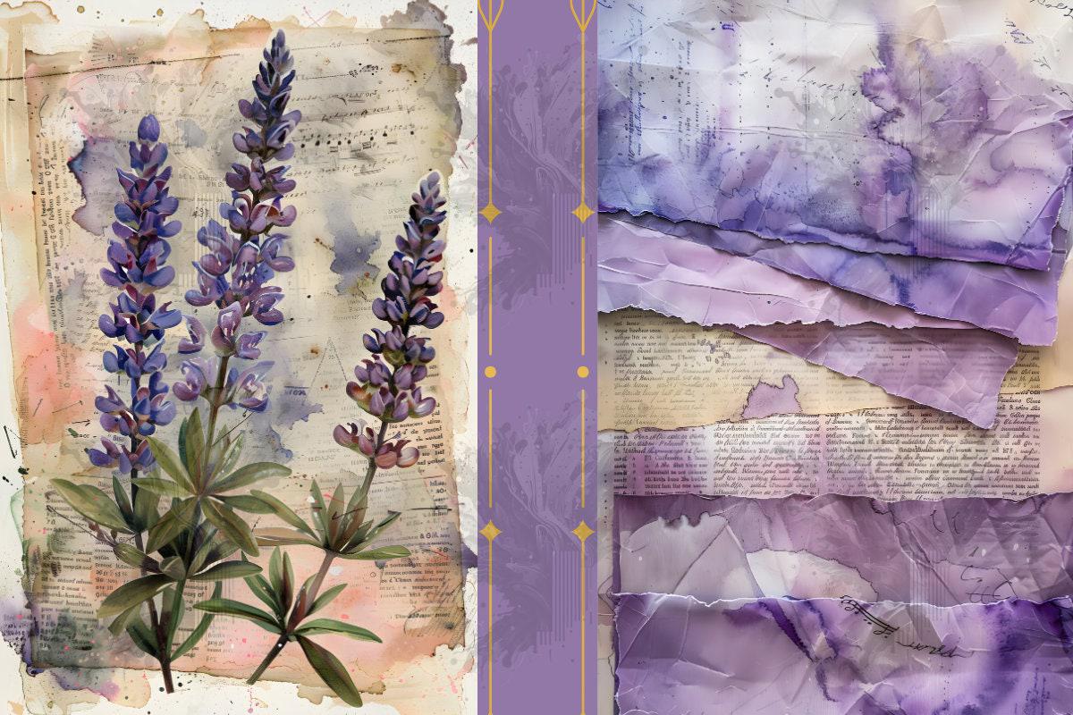 Lavender Ephemera Digital Paper Collection | Distressed Old Paper ...