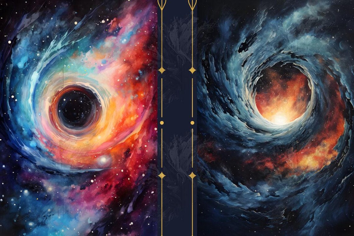 Celestial Black Hole, Wormhole Digital Paper Pack | Galaxy, Outer Space ...