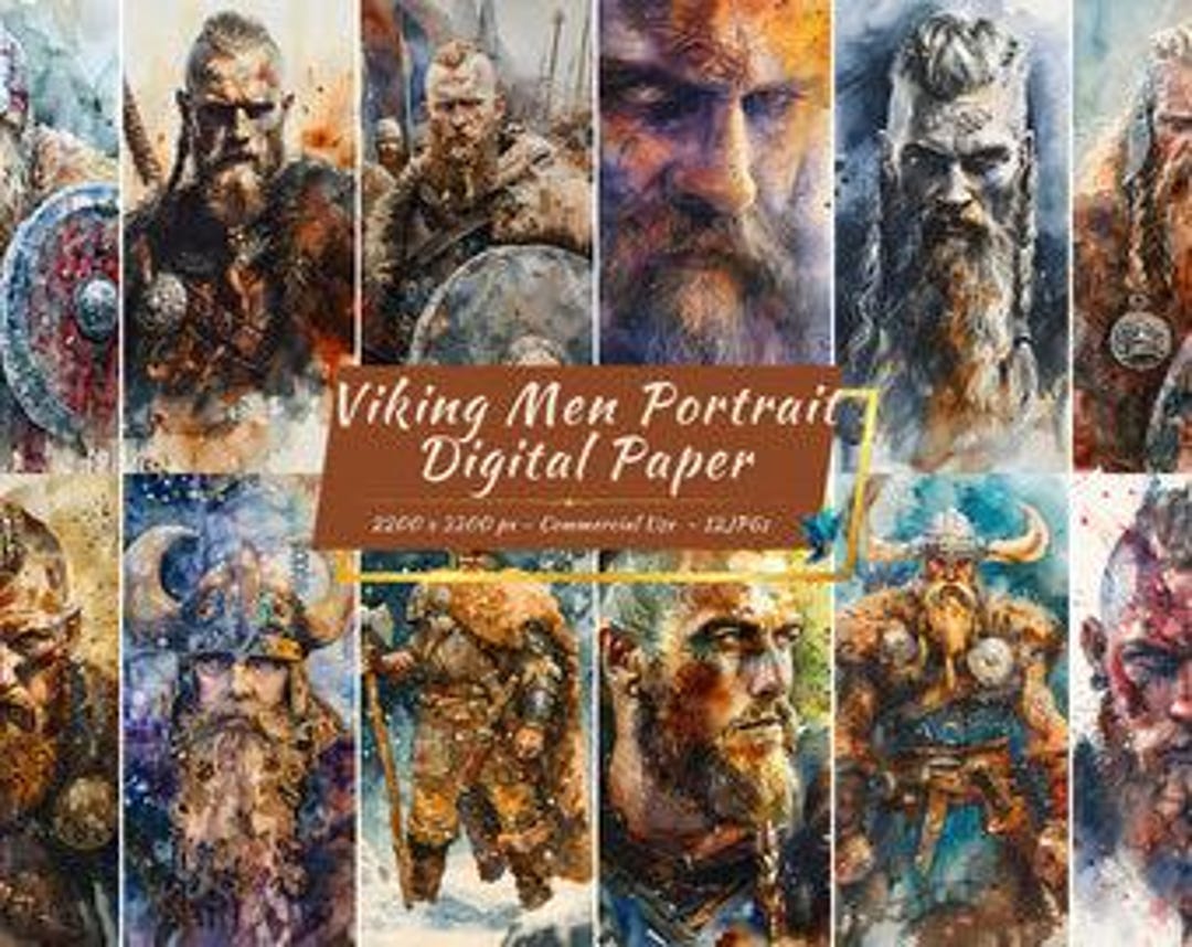 Viking Warrior Portrait Digital Paper Collection | Norsemen Vikings ...