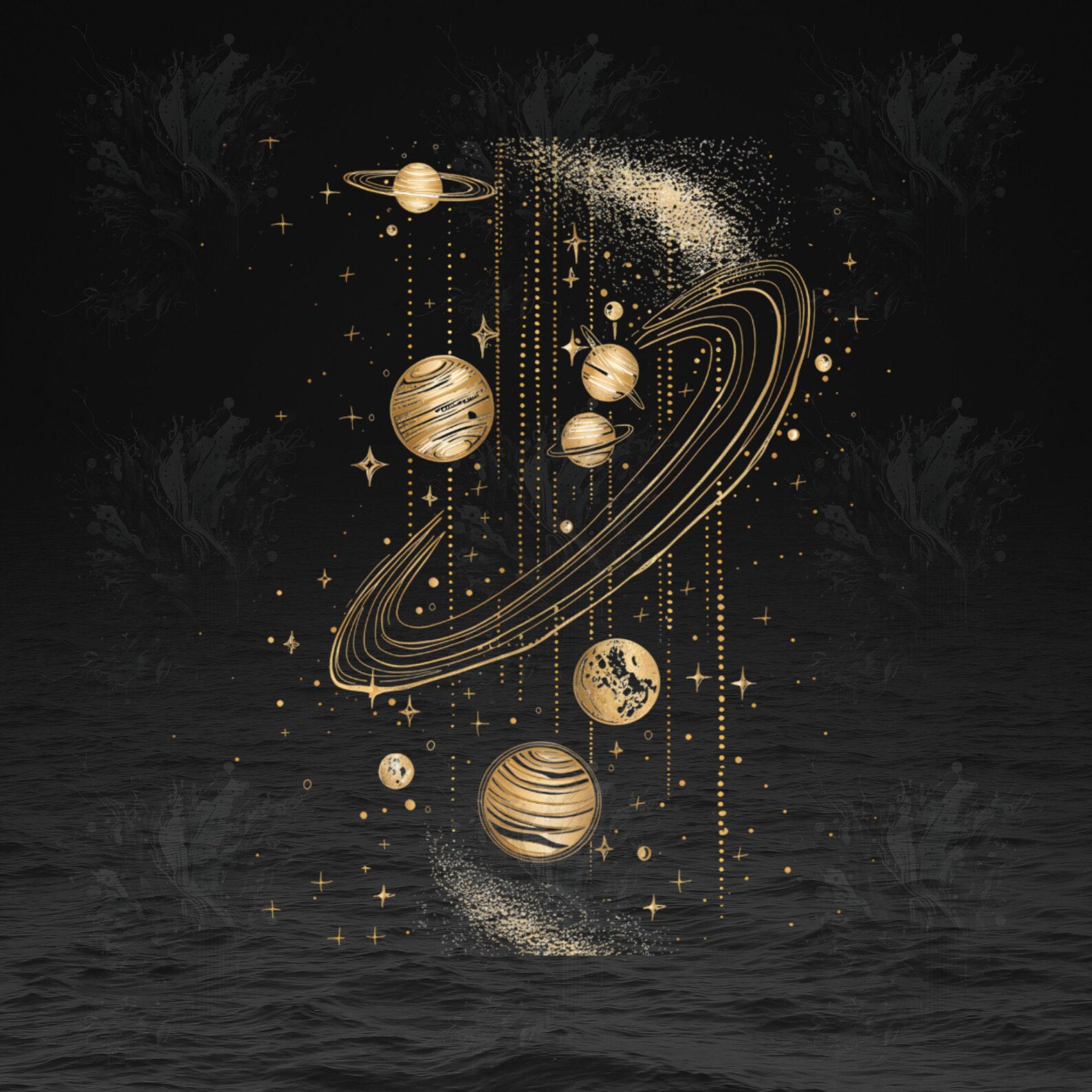 Gold Celestial Overlays | Transparent Solar System PNG Collection - Etsy