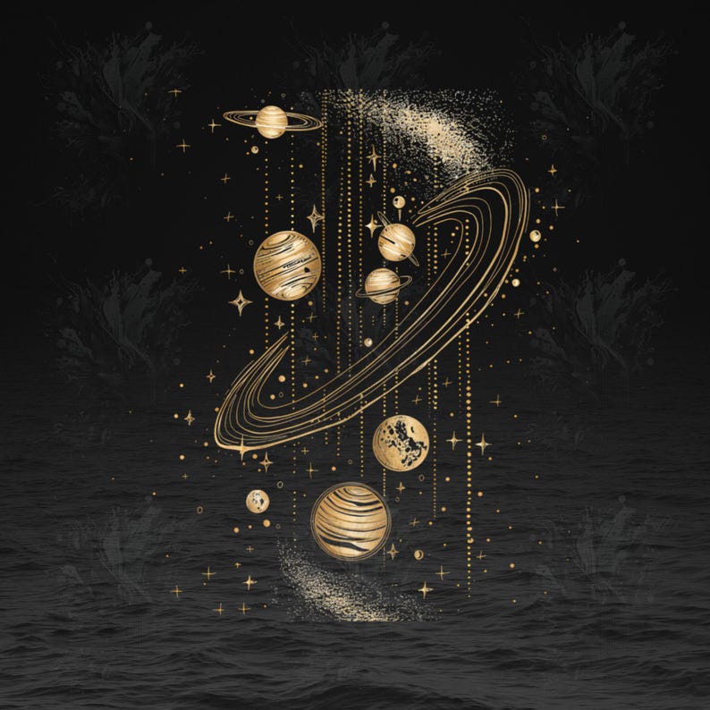 Gold Celestial Overlays | Transparent Solar System PNG Collection - Etsy