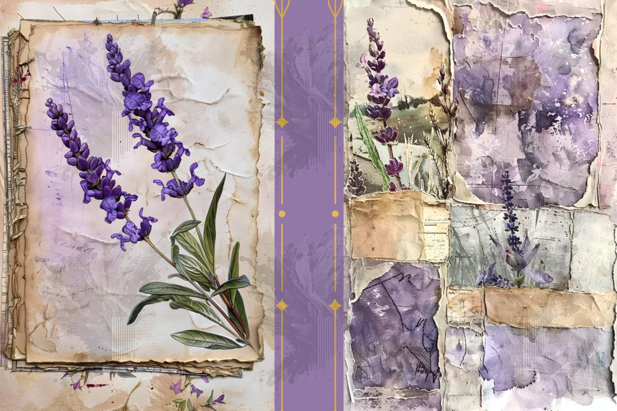 Lavender Ephemera Digital Paper Collection | Distressed Old Paper ...